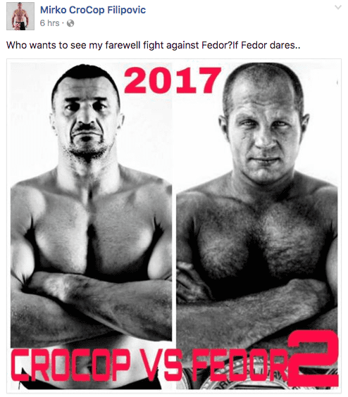 Mirko CroCop calls for one last fight with Fedor Emelianenko